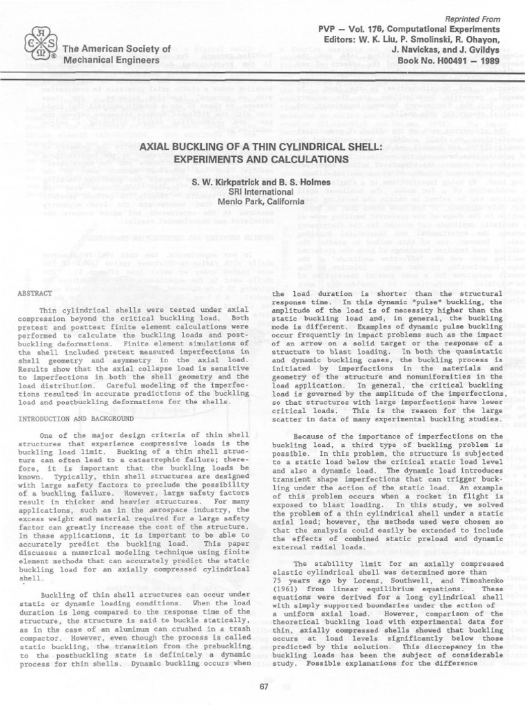 Axial Buckling of Cylinder To ASME89 | PDF | Buckling | Strength Of ...