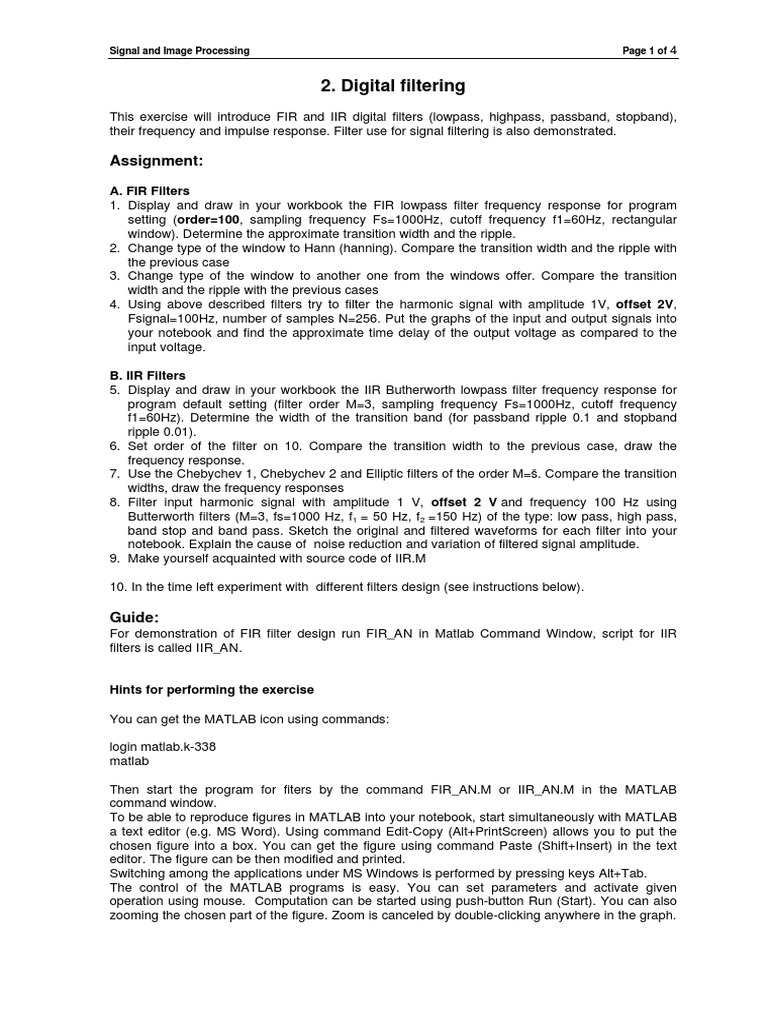 Speech - Digital Filtering | PDF | Low Pass Filter | Signal Processing