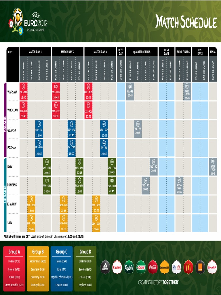 Euro Match Schedule | PDF | Sports & Recreation | Games & Activities