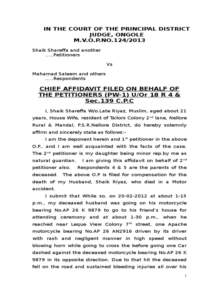 Chief Affidavit of Petitioner M.v.O.P.124 of 2013-SK - sharEEFA | PDF ...