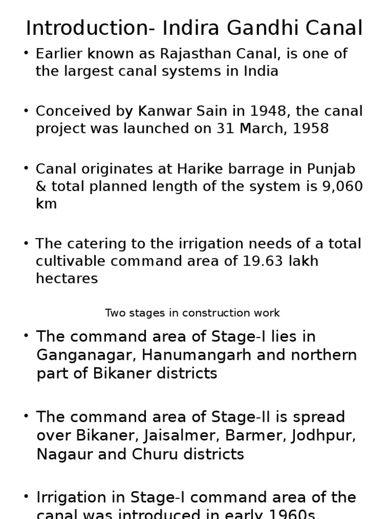 Indira Gandhi Canal: Overview and Impact | PDF | Home & Garden ...