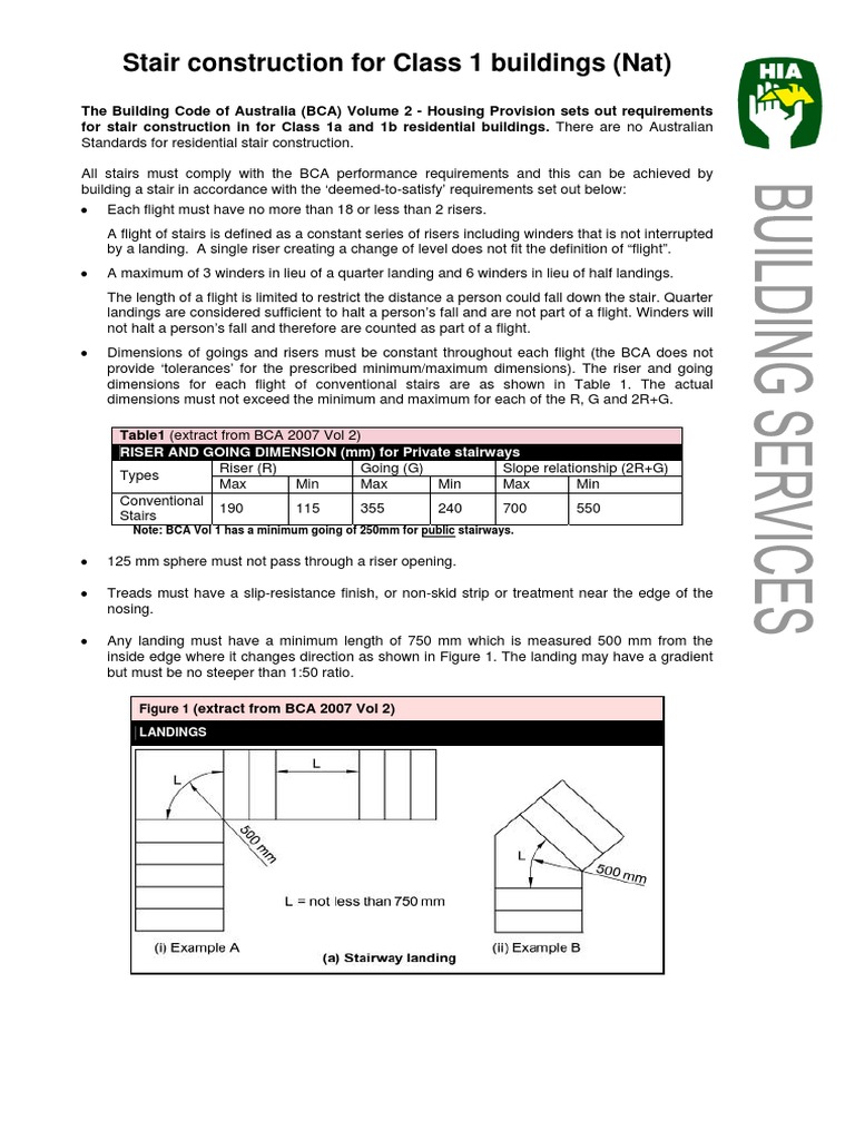 NAT BCA 07-10 Stair Construction For Class 1 Buildings | PDF | Stairs ...