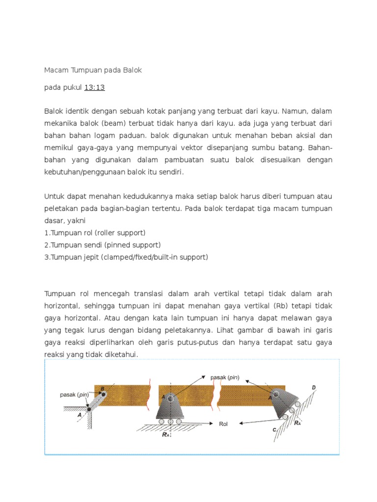 Macam Tumpuan Pada Balok | PDF