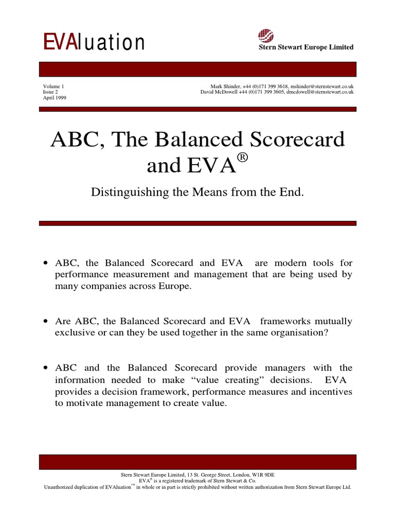 ABC, The Balanced Scorecard and EVA | Download Free PDF | Profit ...
