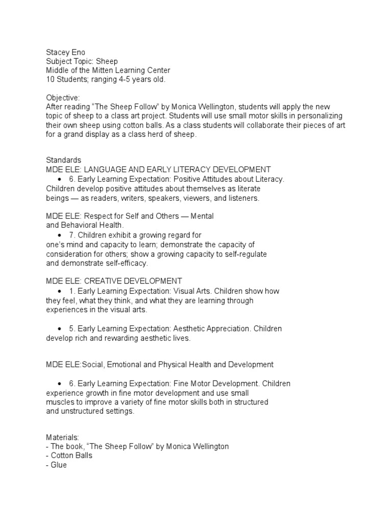 Sheep Farm Lesson Plan | PDF | Educational Assessment | Literacy