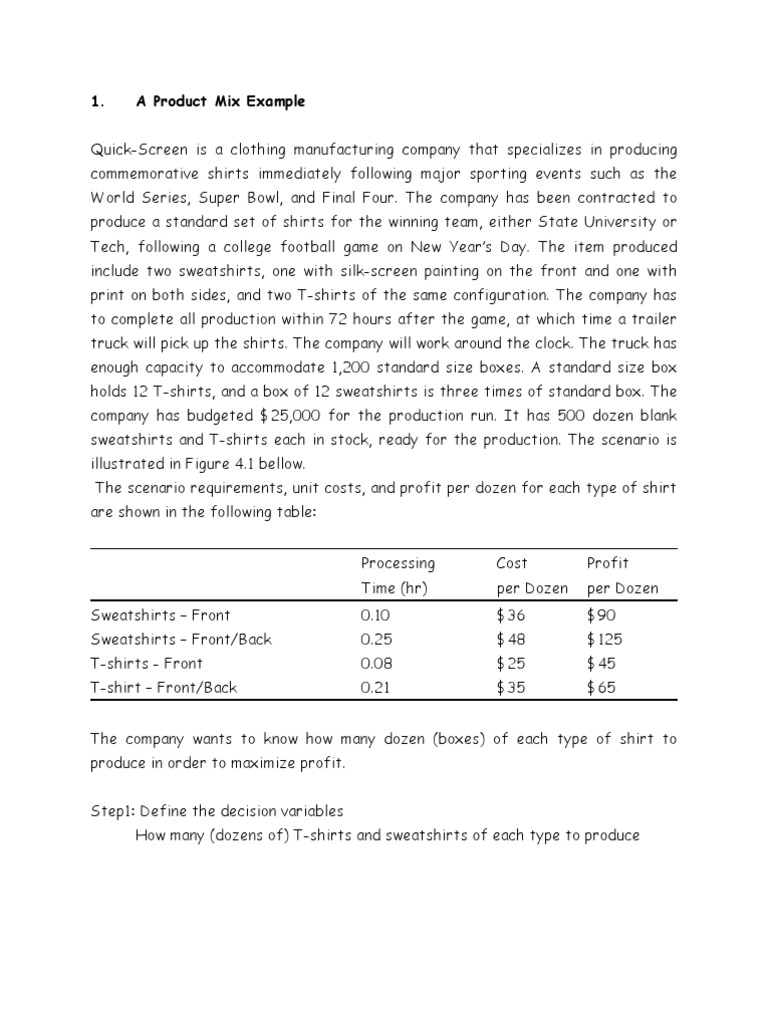 A Product Mix Example | PDF | Television Advertisement | Investing