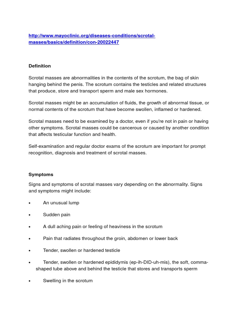 Understanding Scrotal Masses: Causes, Symptoms, Diagnosis and Treatment ...