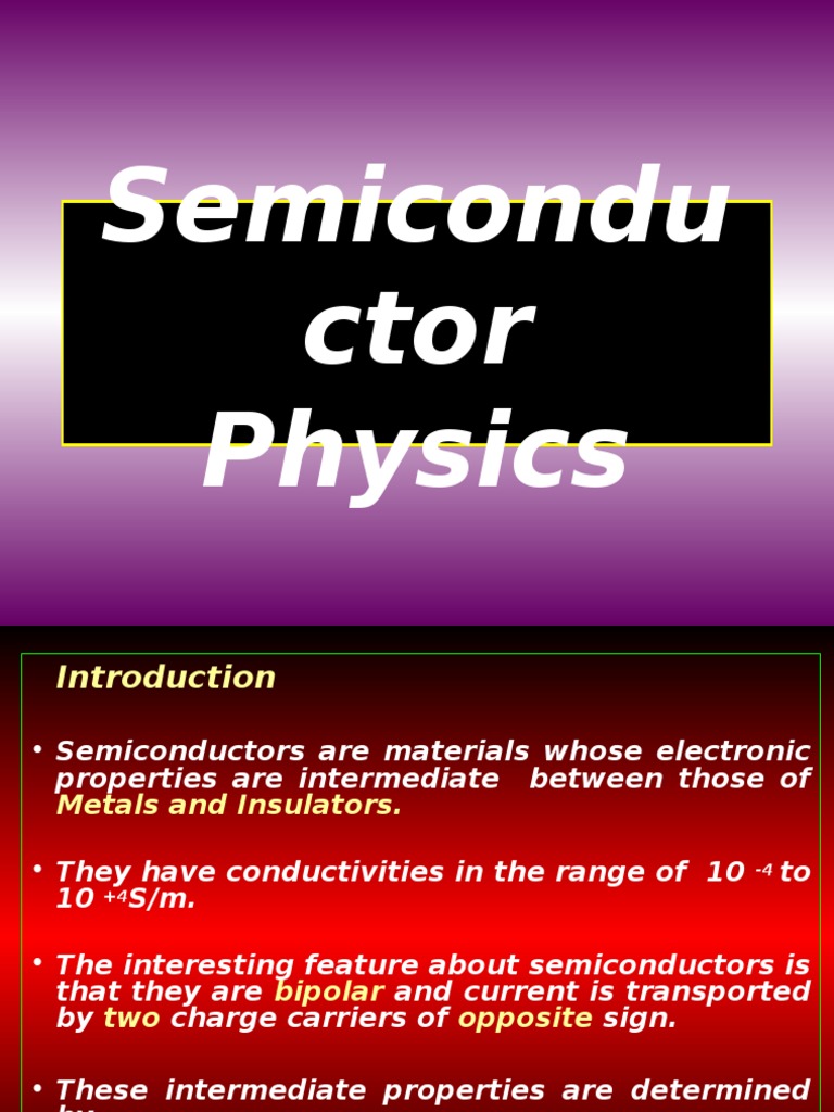 Semiconductor Physics | PDF | Doping (Semiconductor) | Semiconductors
