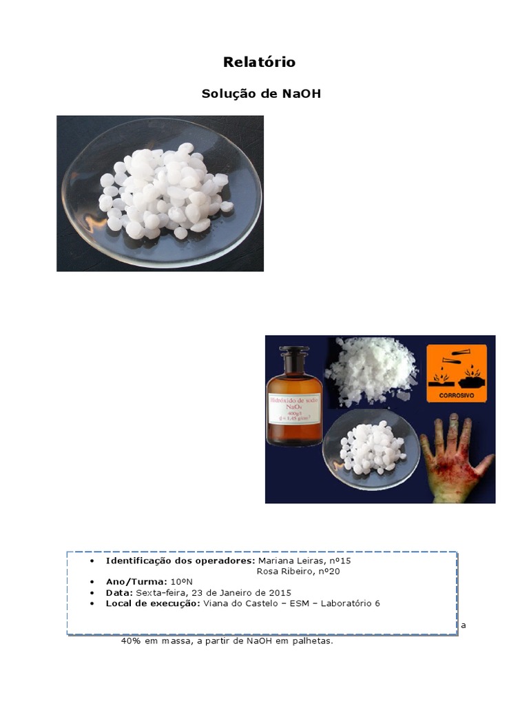 Relatório NaOH | PDF | Filtragem | Solução