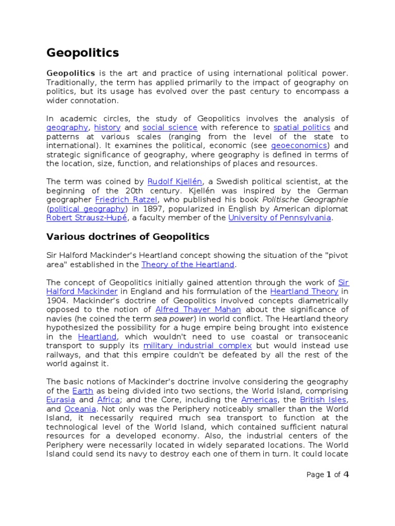 Geopolitics for Academics | PDF | Geopolitics | International Relations