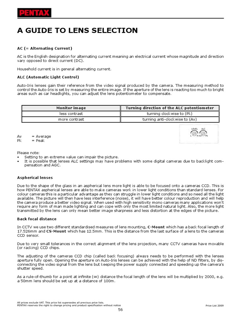 A Guide To Lens Selection: AC ( Alternating Current) | PDF | Camera ...