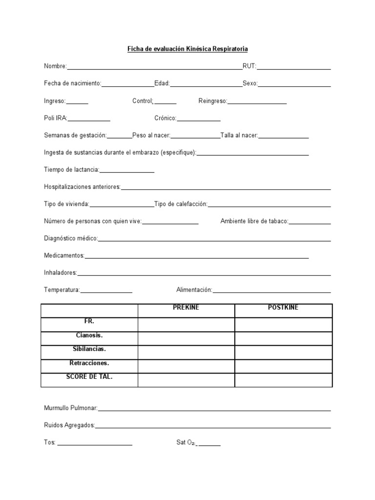 Ficha Kine Respiratorio | PDF