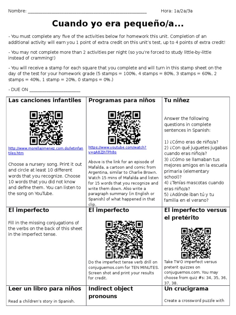 Spanish 2, Unit 5, Tarea | PDF | Linguistic Morphology | Linguistic ...