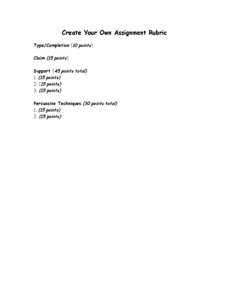 Create Your Own - Rubric | PDF