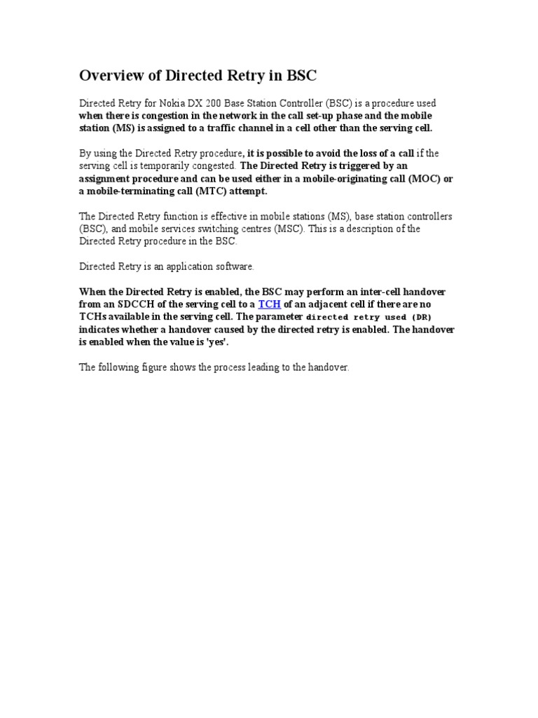 Overview of Directed Retry in BSC | PDF | Telecommunications | Computing