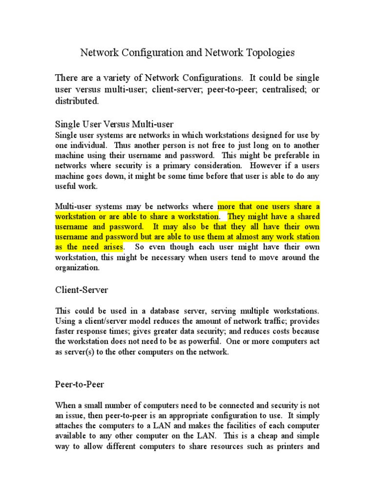 Network Configuration and Network Topologies | PDF | Network Topology ...