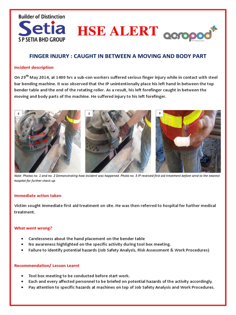 Aeropod Hse Alert - 2014-Finger Injury | PDF | Personal Protective ...