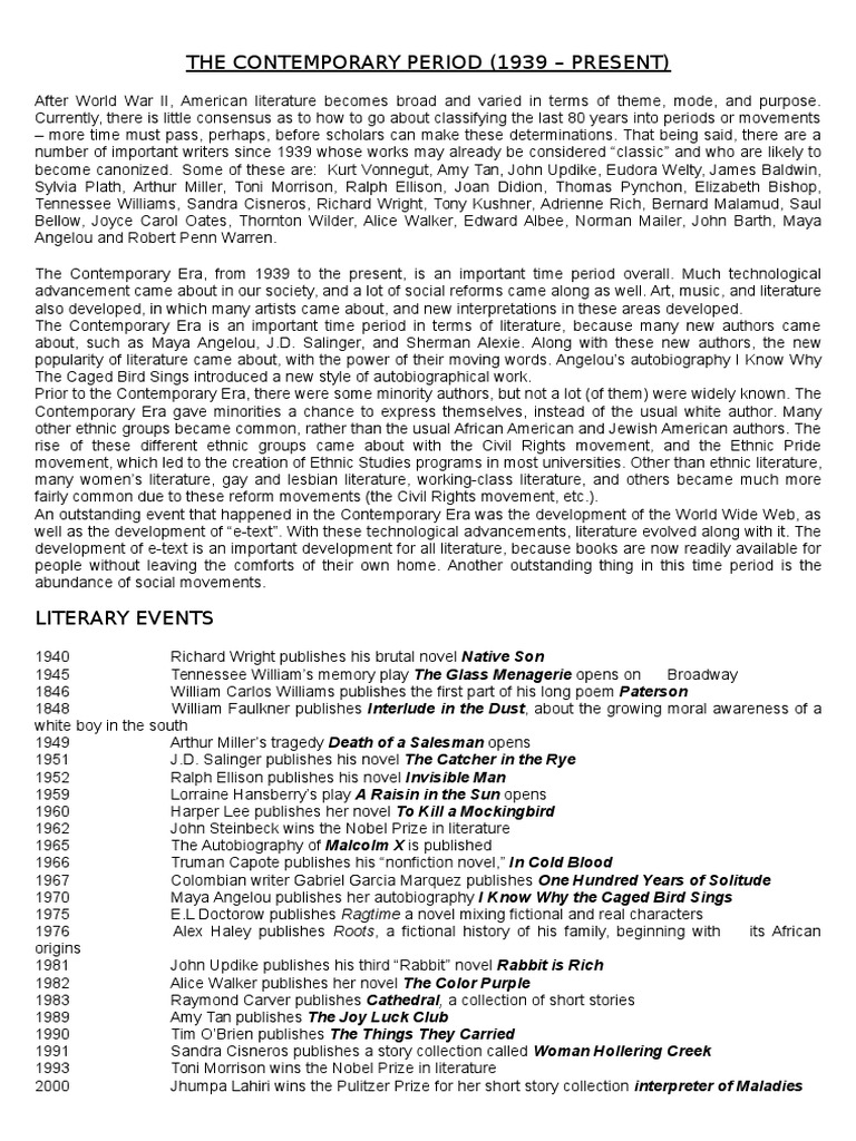 The Contemporary Period | PDF | John Steinbeck