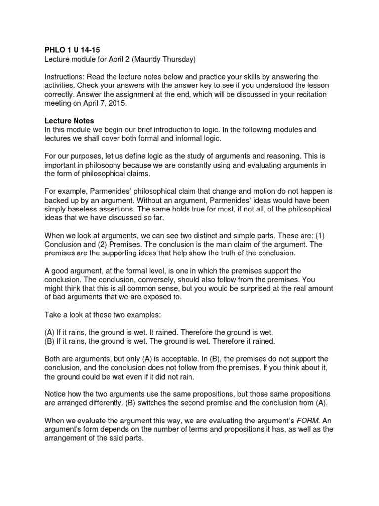 Logic Module | PDF | Logical Consequence | Argument