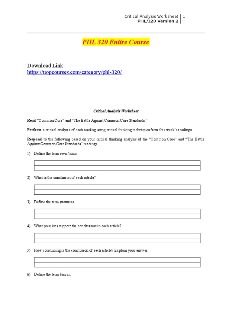  Critical Reading Exercises With Answers Critical Reading Exercises