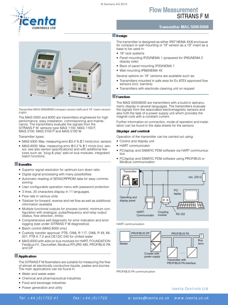 Sitrans Fm Mag 5000 6000 Flow Transmitters Ic | Power Supply | Relay