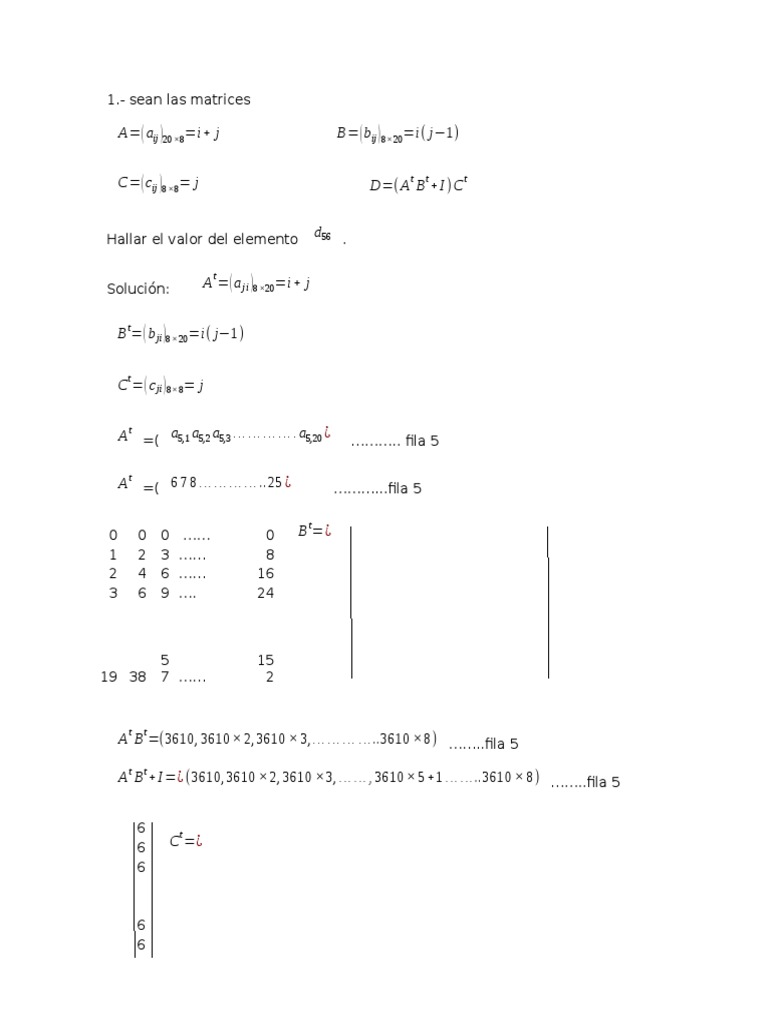 Ejercicios de Vectores y Matrices | PDF