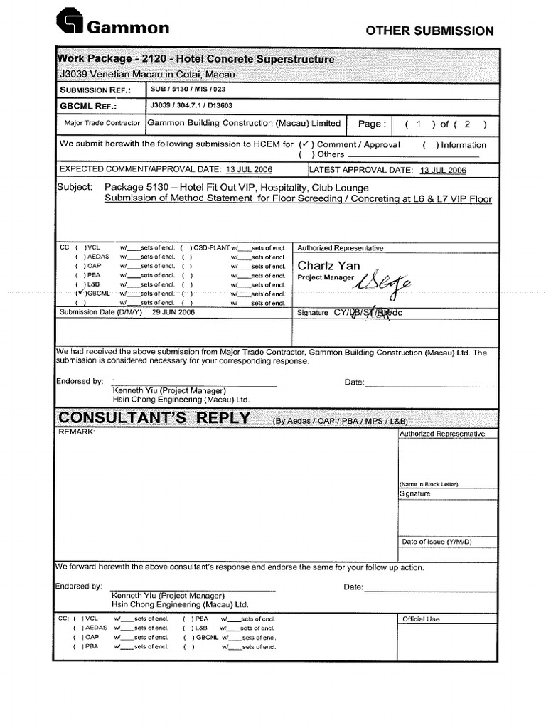 Method Statement for Floor Screeding and Concreting
