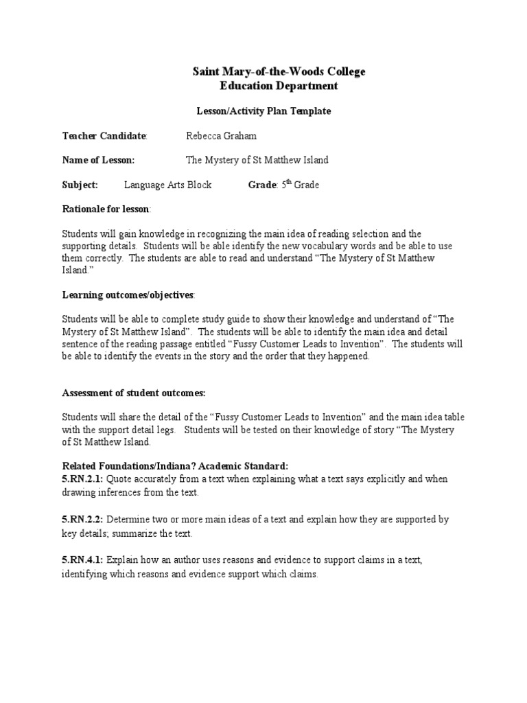 The Mystery of Saint Matthew Island | PDF | Educational Assessment ...