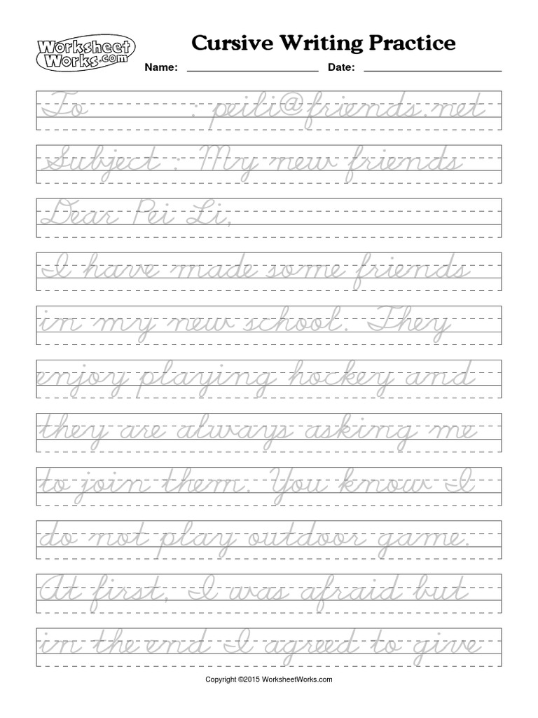 Cursive Writing Worksheet Year 5 | PDF | Career & Growth | Sports ...