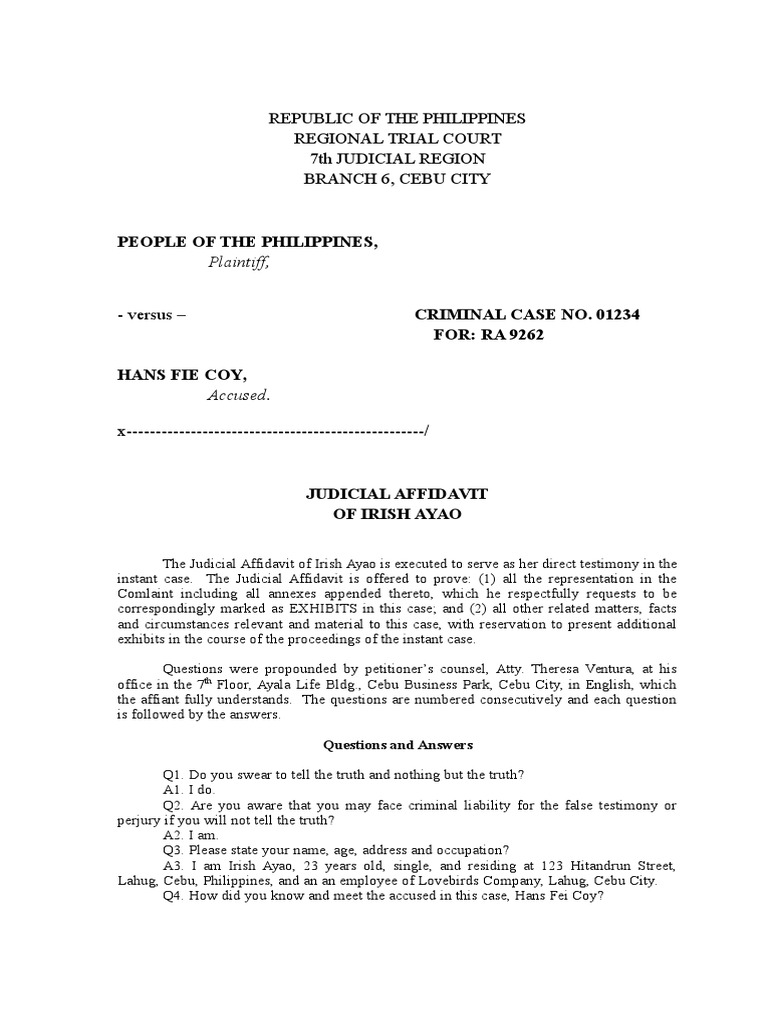 Judicial Affidavit | PDF | Affidavit | Perjury