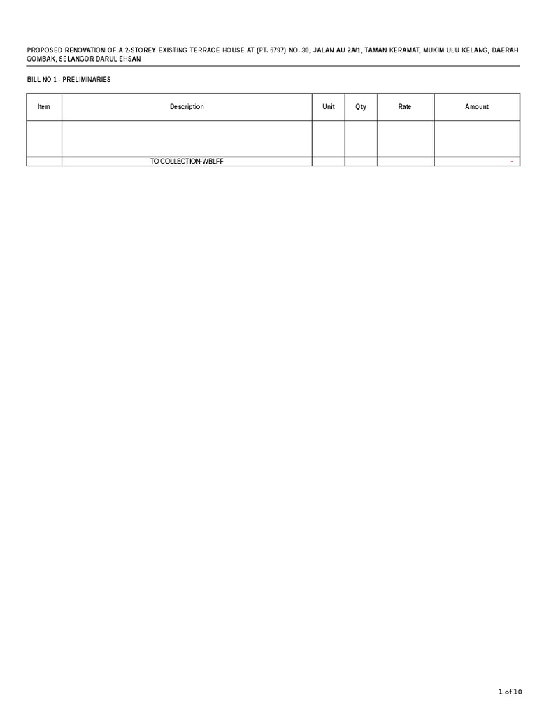 Sample BQ | PDF | Demolition | Paint