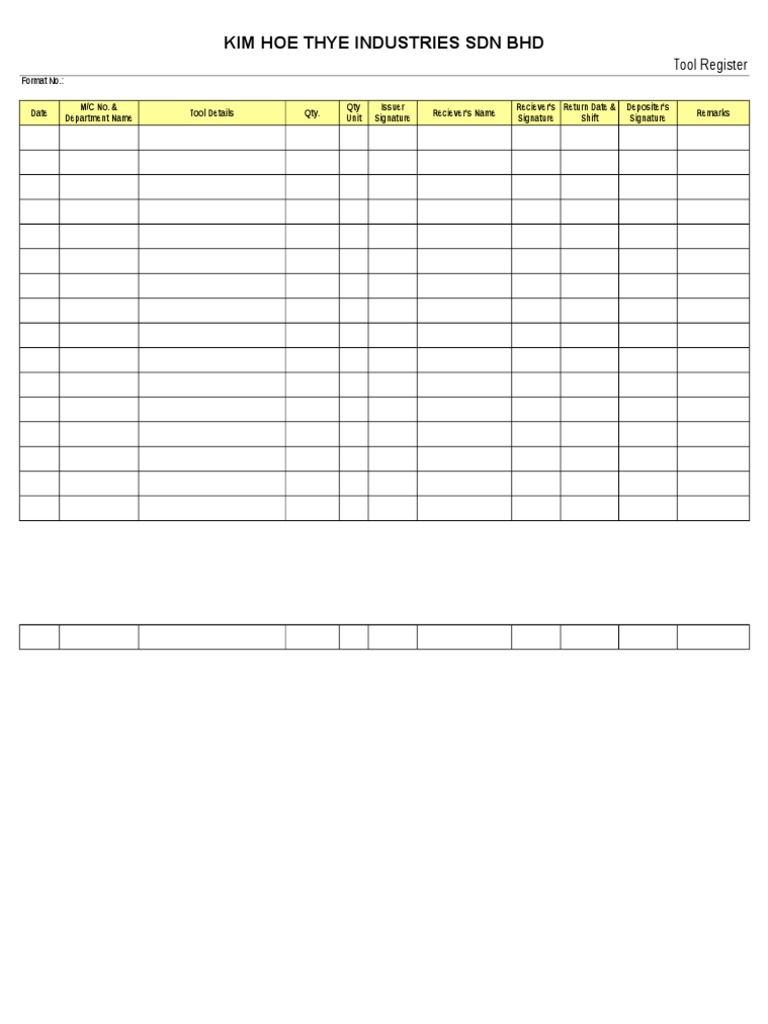 Tool Register | PDF
