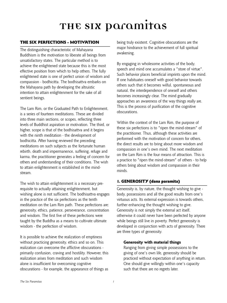 The Six Paramitas | PDF | Bodhisattva | Meditation