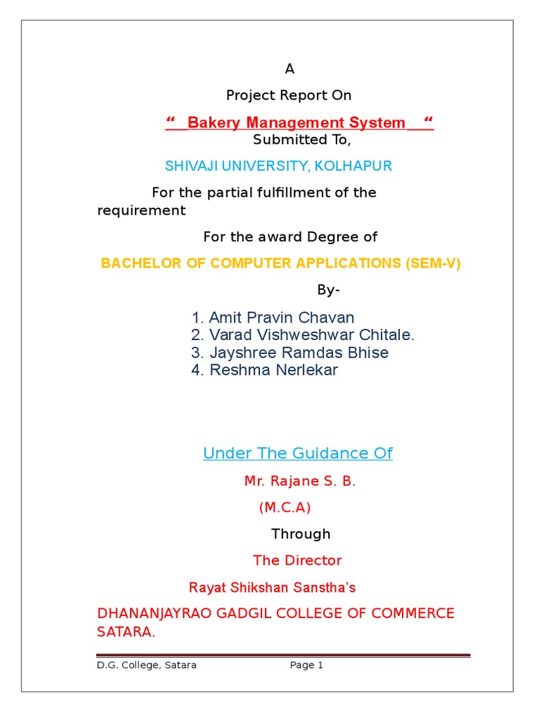 Project Report On Bakery Management System | PDF | Prototype | Databases