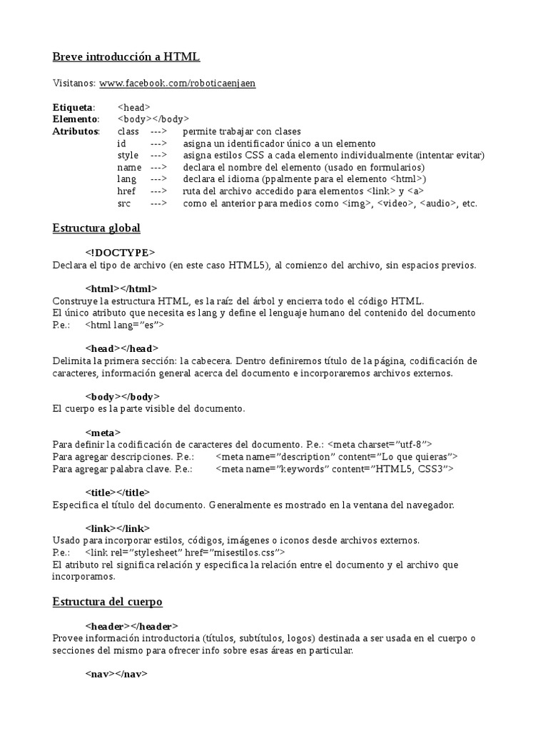 Resumen Etiquetas HTML5 | PDF | Hojas de estilo en cascada | HTML