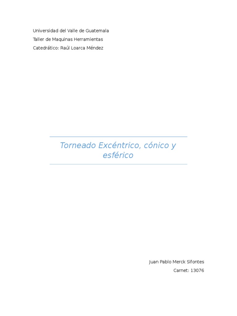 Torneado Excéntrico, Conico y Esferico | PDF | Herramientas ...