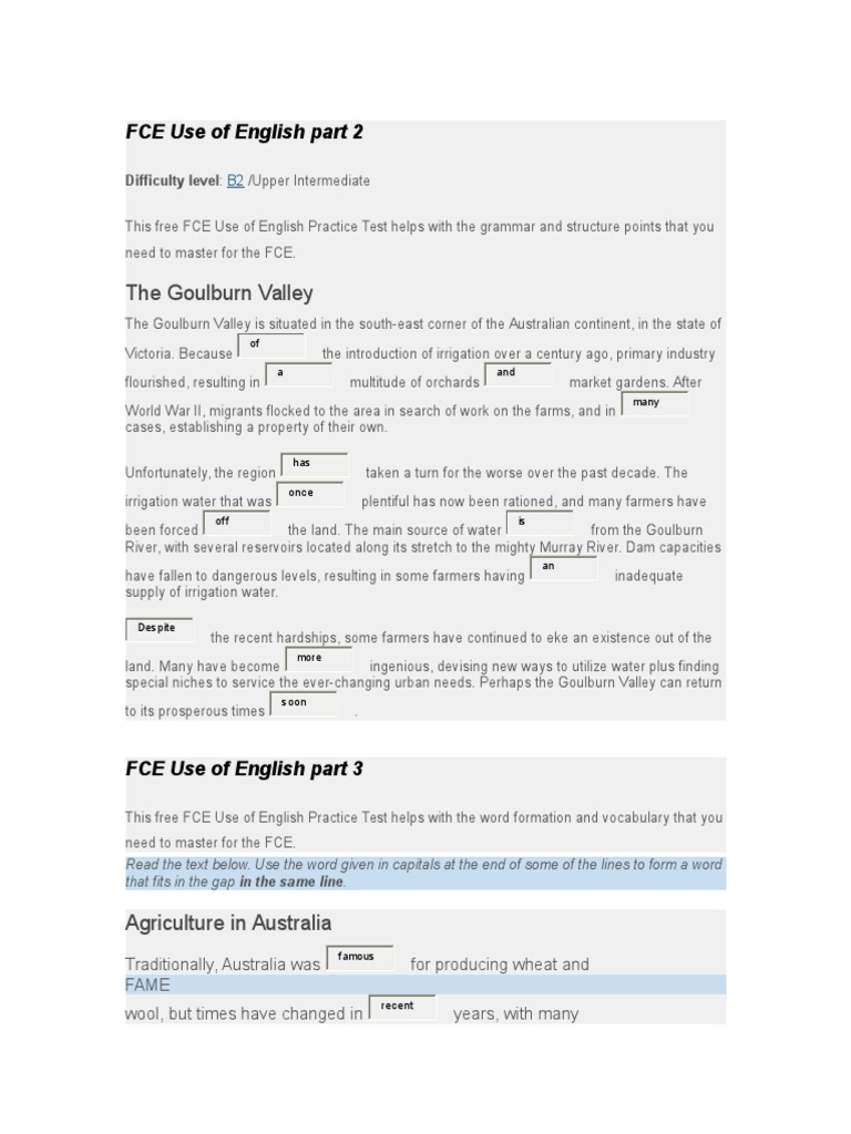 FCE Use of English Practice Tests | PDF