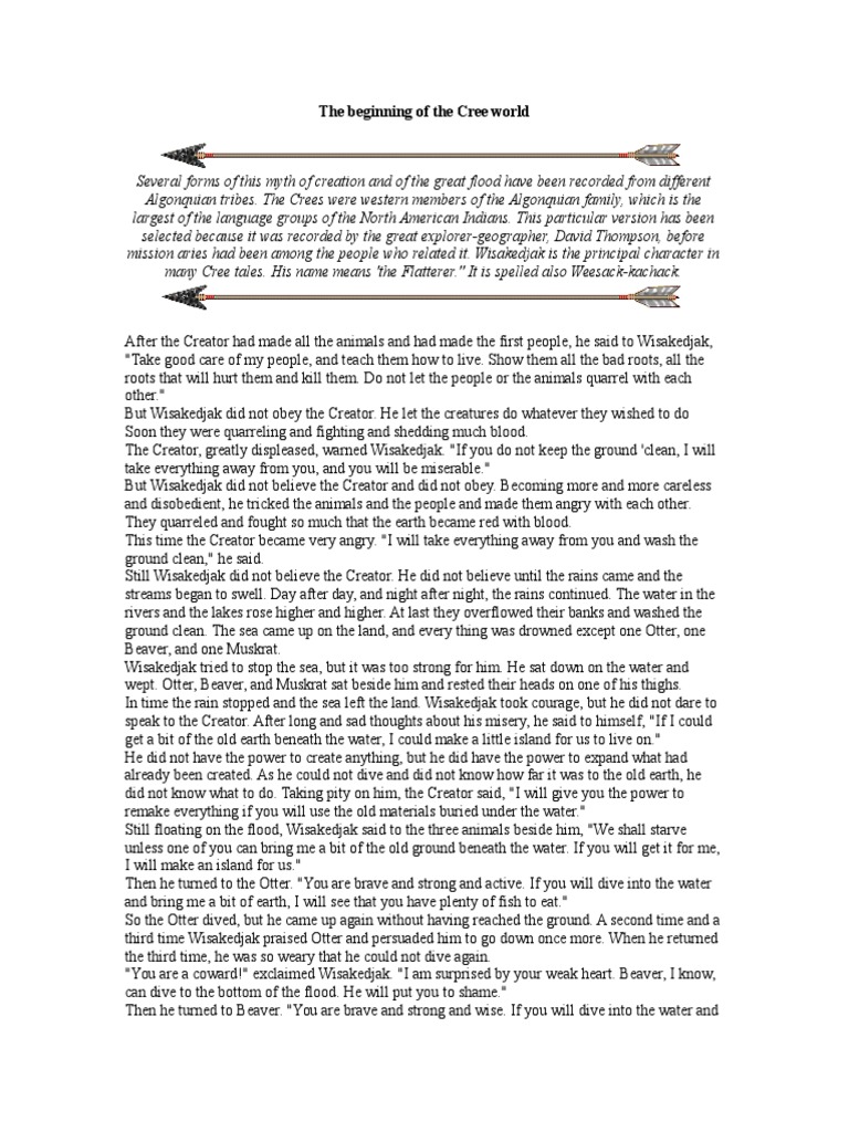 The Beginning of The Cree World | PDF | Water | Nature