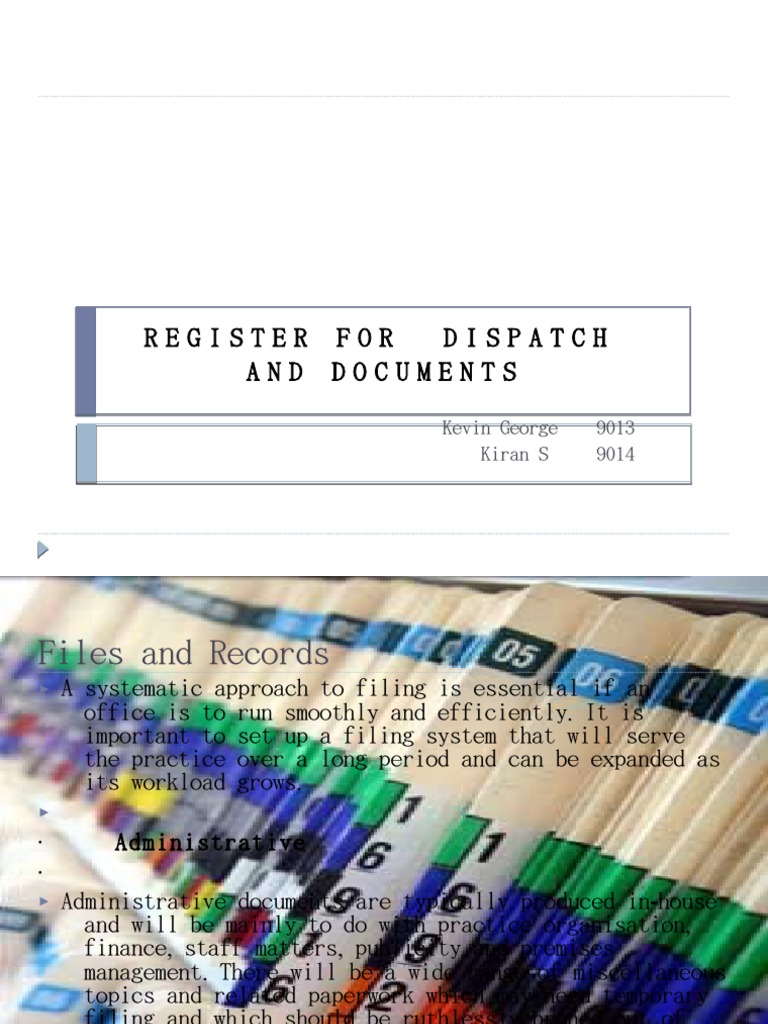 Register For Dispatch and Documents 07 | PDF | Fax | Databases