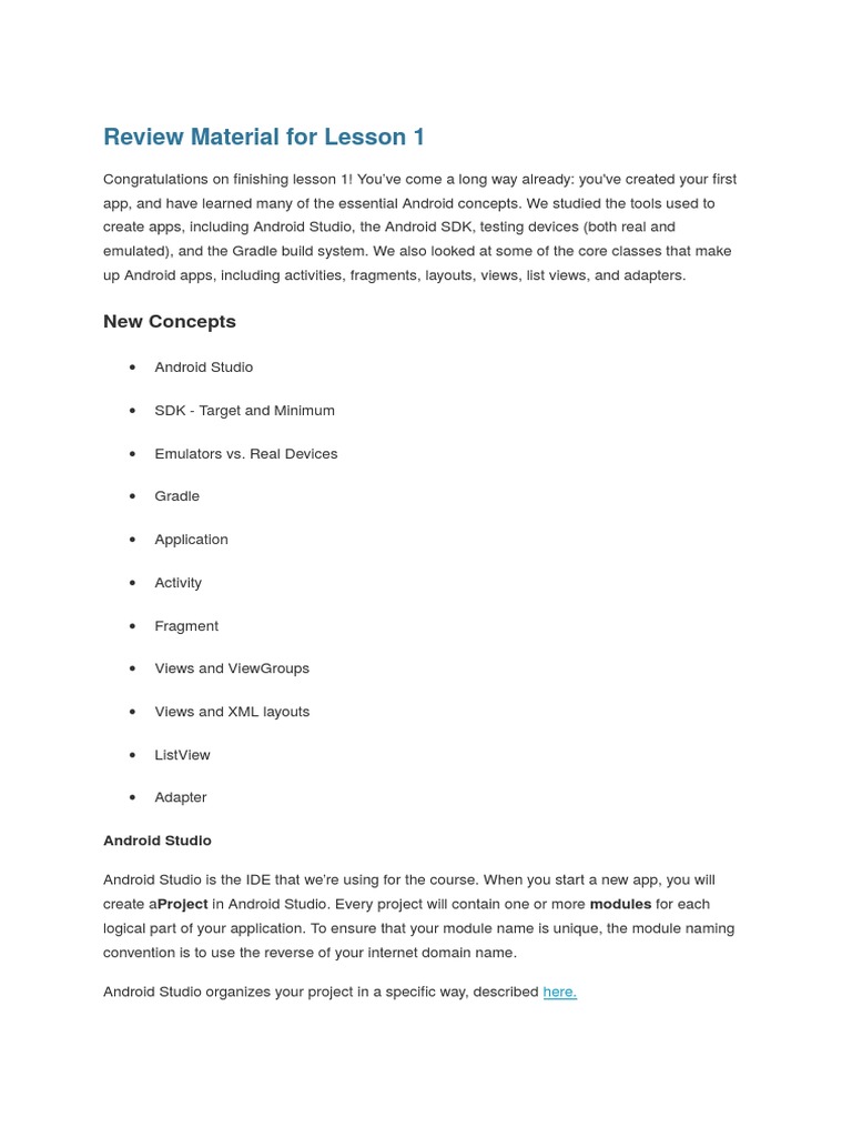 Review Udacity Android App Development | PDF | Software Development Kit | Android (Operating System)