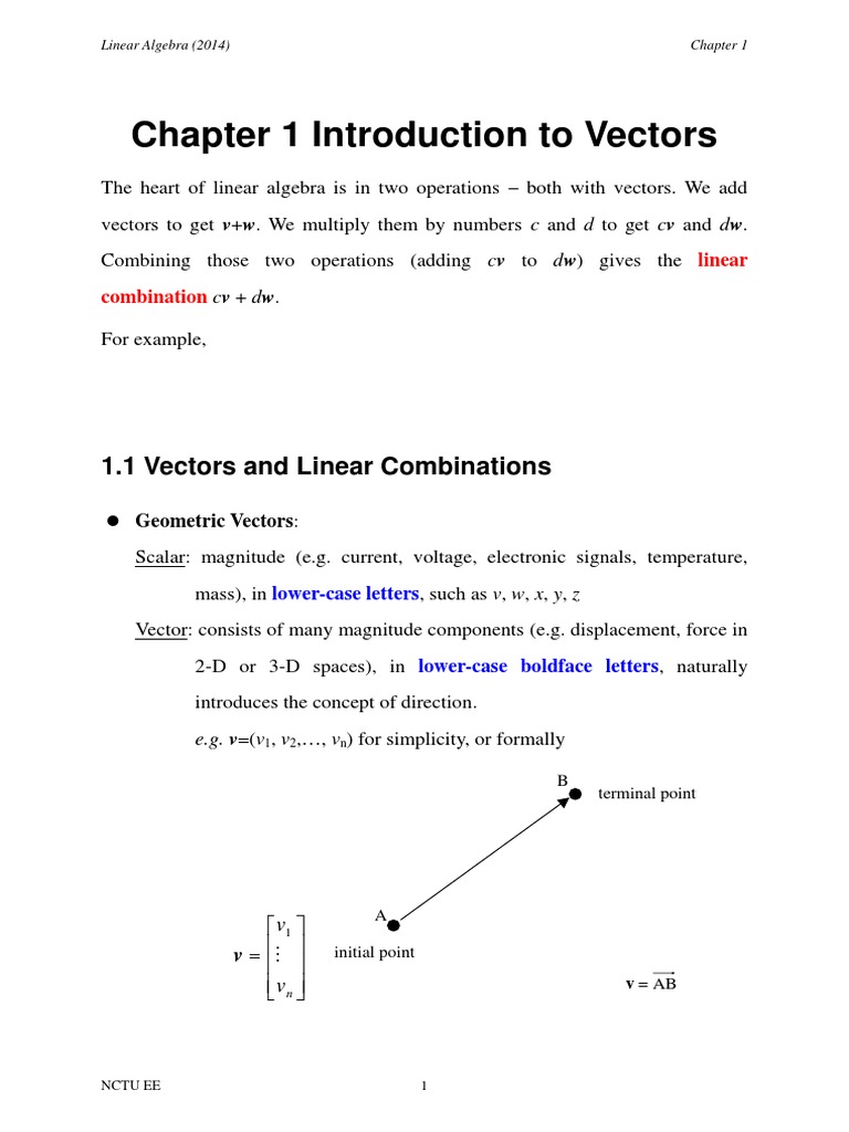 Chapter 1 Introduciton To Vectors | PDF | Matrix (Mathematics) | Vector ...