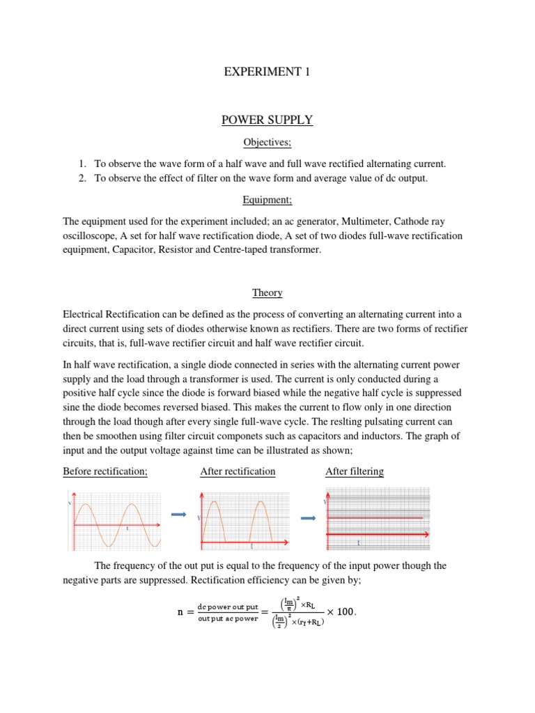 LAB REPORT ON DC POWER SUPPLY pdf Rectifier Direct Current