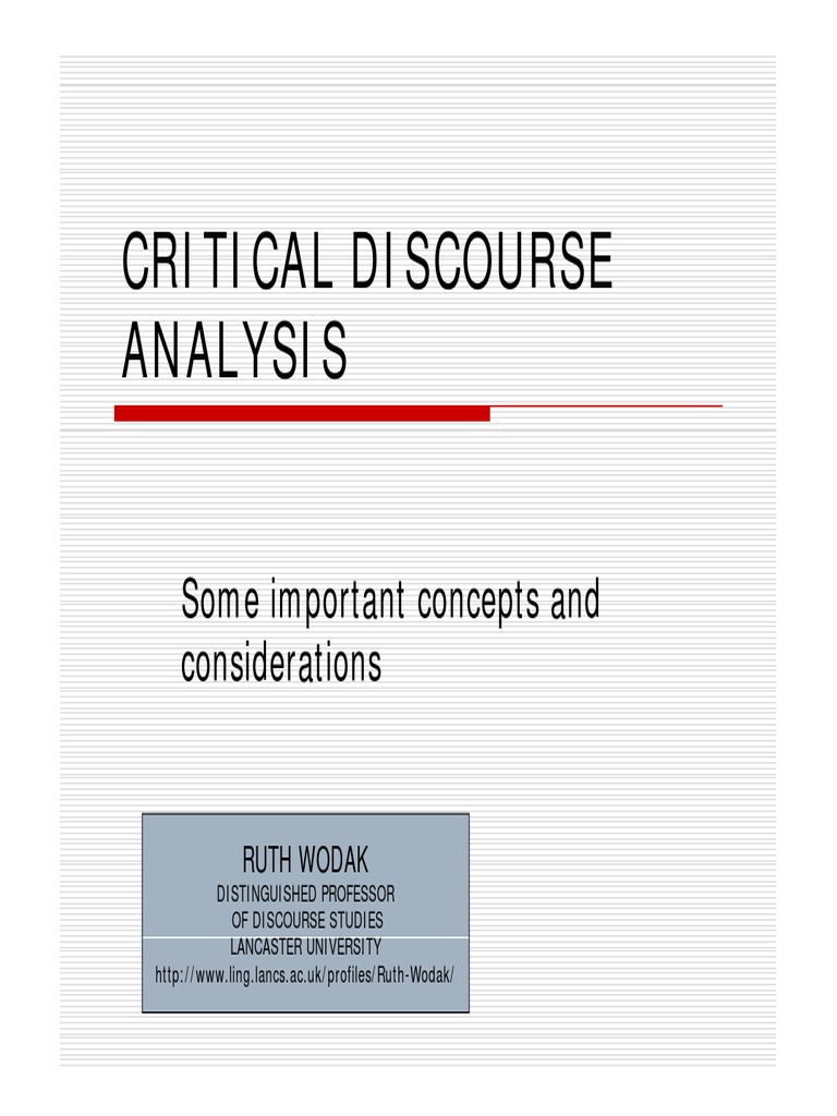 Wodak's Critical Discourse Analysis Insights | PDF | Discourse ...