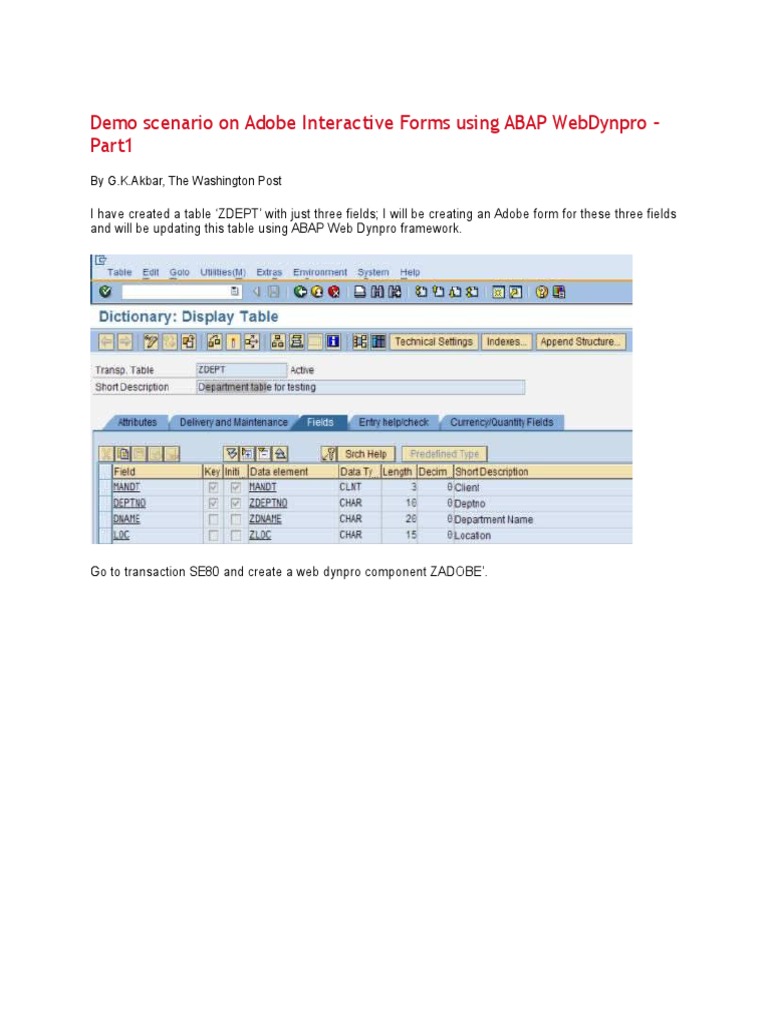 Adobe Forms with ABAP WebDynpro Guide | PDF | Xml | Interface (Computing)