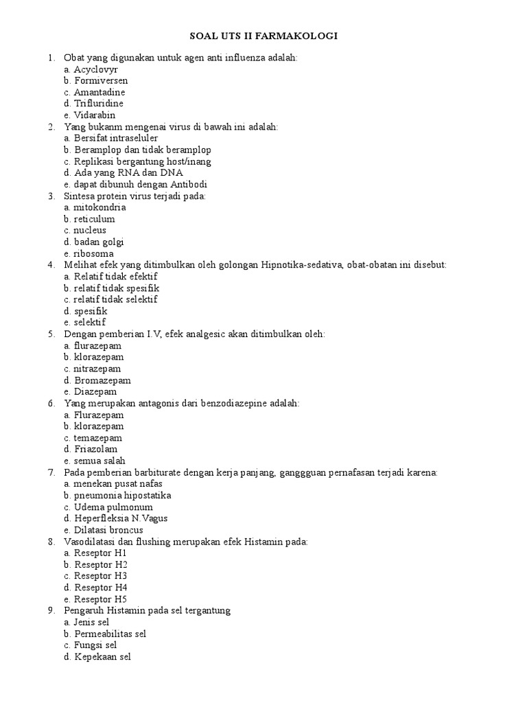 Soal Uts II Farmako | PDF | Pengembangan Diri | Kesehatan Holistik