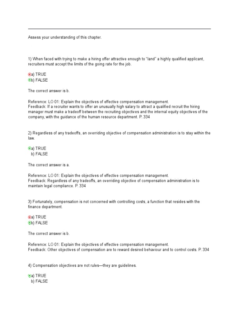 Compensation Management Quiz Insights | PDF | Employee Benefits | Equal ...
