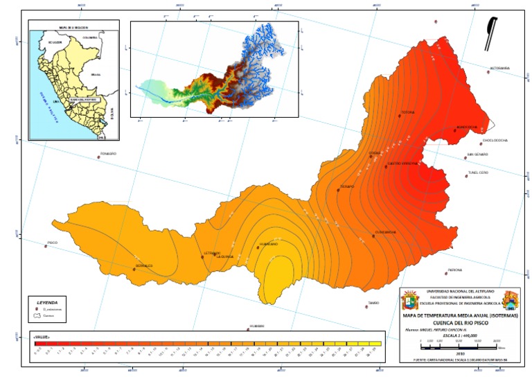 Mapa de Isotermas Cuenca Del Rio Pisco PDF | PDF