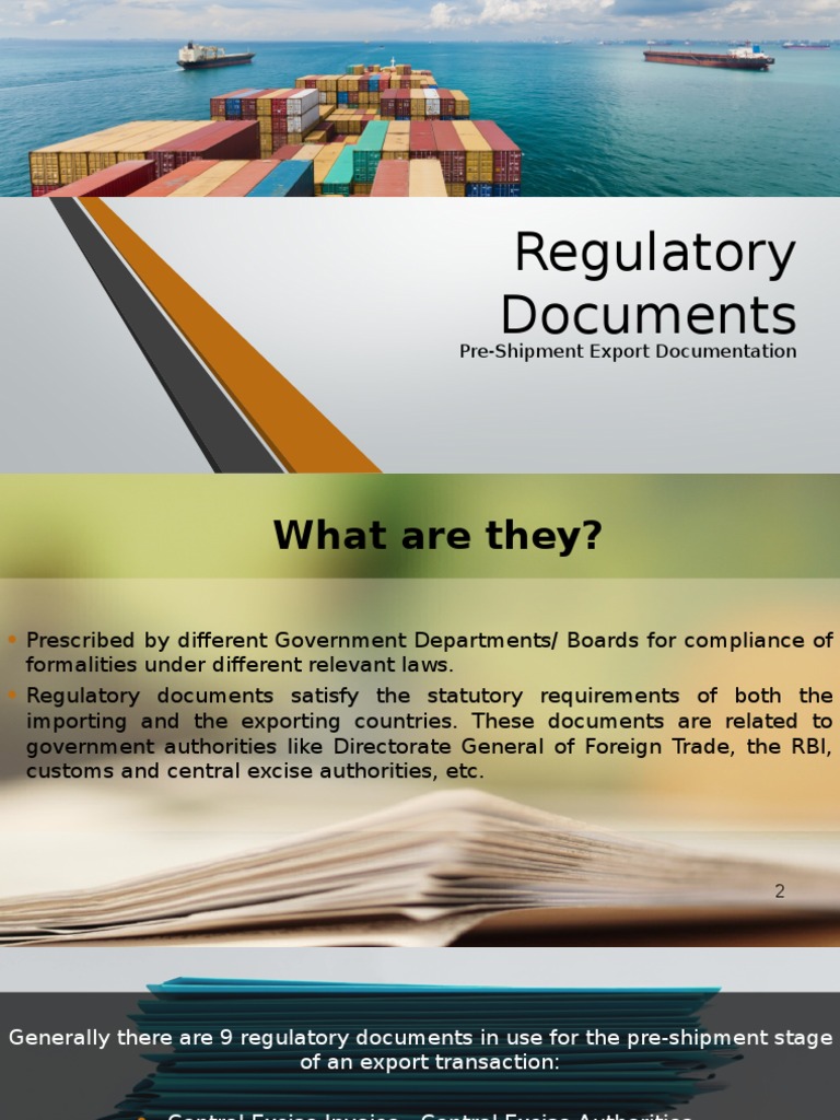 Regulatory Documents: Pre-Shipment Export Documentation | PDF | Invoice ...