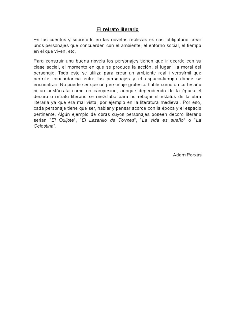 El Retrato Literario | PDF