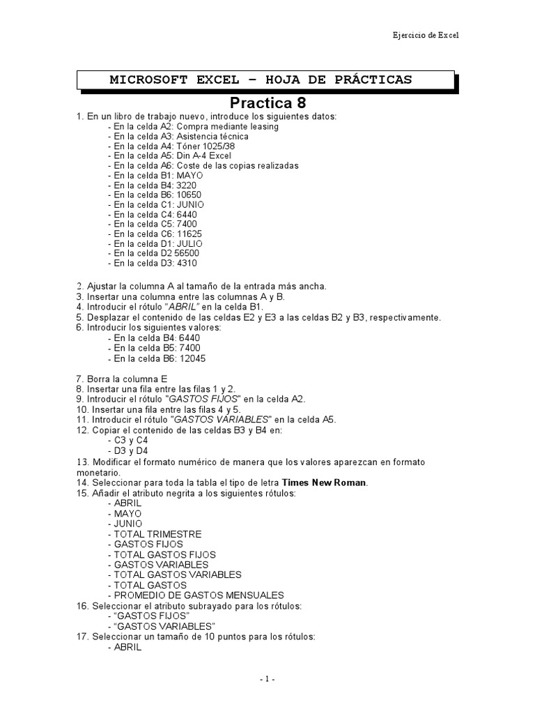 Ejercicio 8 | PDF | Microsoft Excel | Ajedrez